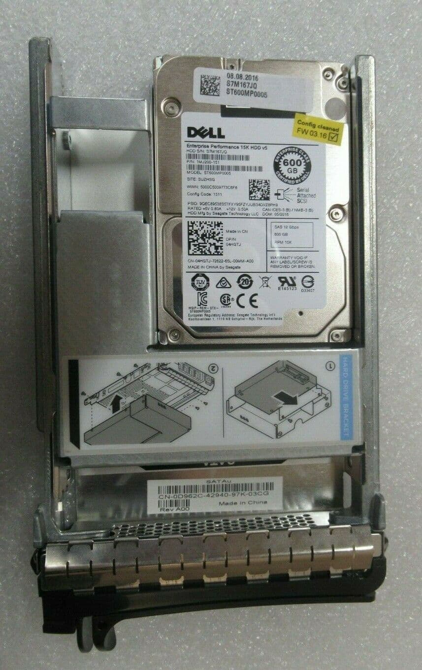 Dell Enterprise 4HGTJ 600GB 2 5 SAS 12GB/s 15K 128MB Server HDD in 3 5 ...