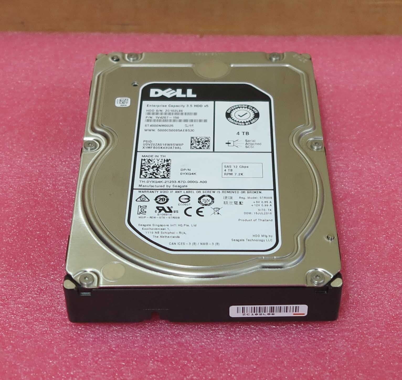 Dell Enterprise 4TB 3 5" SAS 7 2K 128MB Server Hard Drive HDD YXG4K