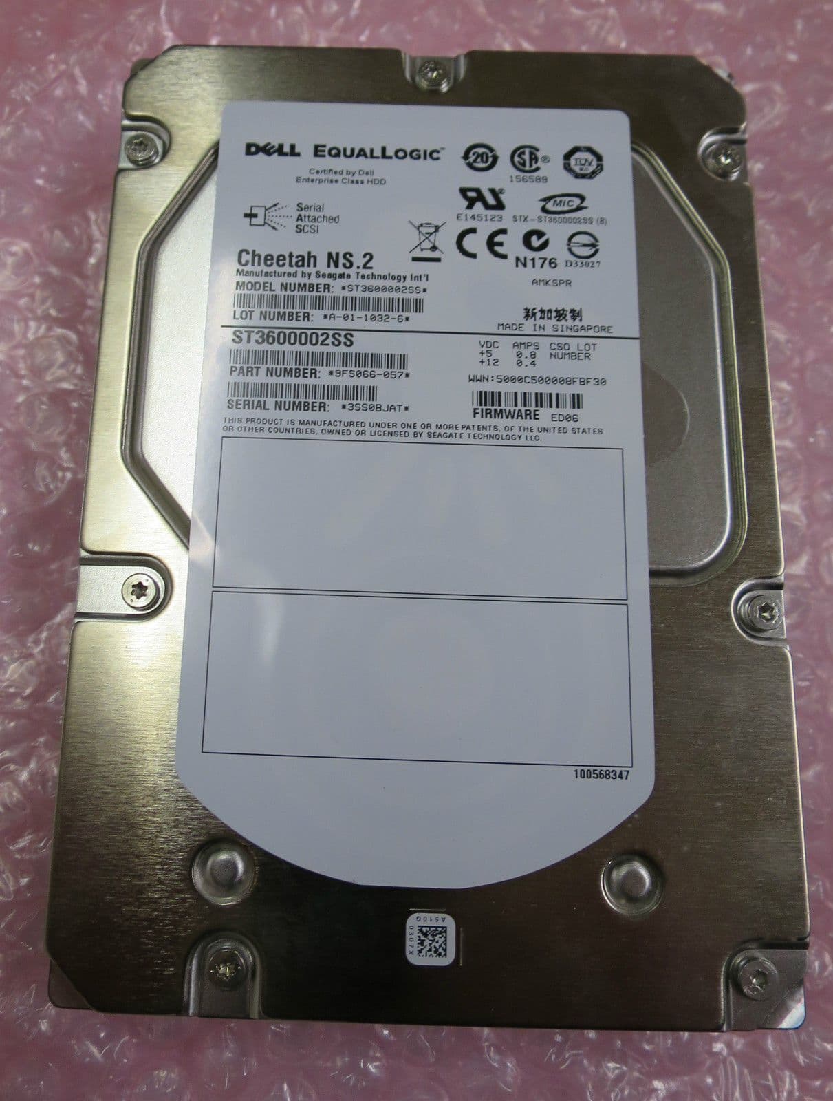 Dell EqualLogic 600Gb 10k SAS 3 5" HDD Hard Drive ST3600002SS FW ED06 ...