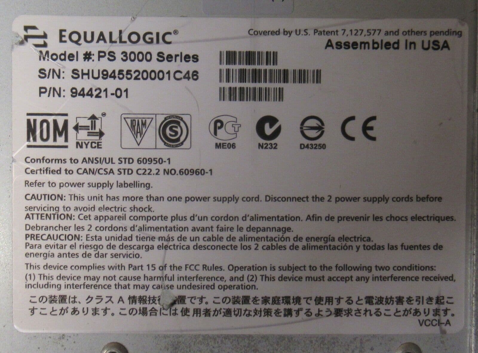 Dell EqualLogic PS3000 iSCSI SAN Storage Array 4 8TB 2x controller ...