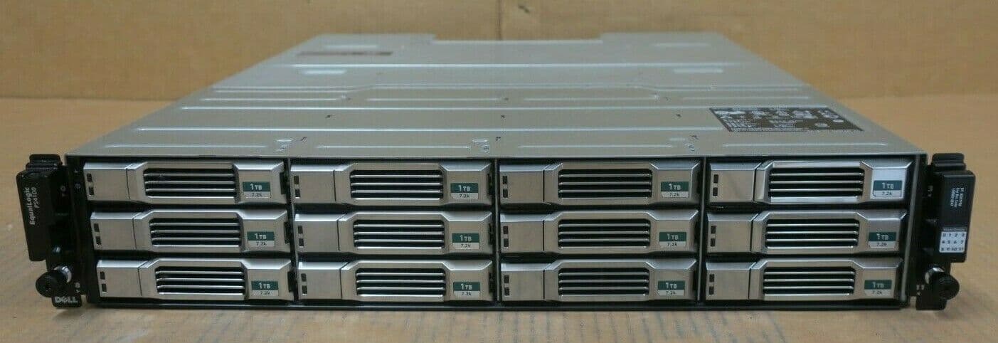 Dell EqualLogic PS4100E 2U 12x 1TB 3 5" HDD iSCSI SAN Array 2x Type 12 Ctrl