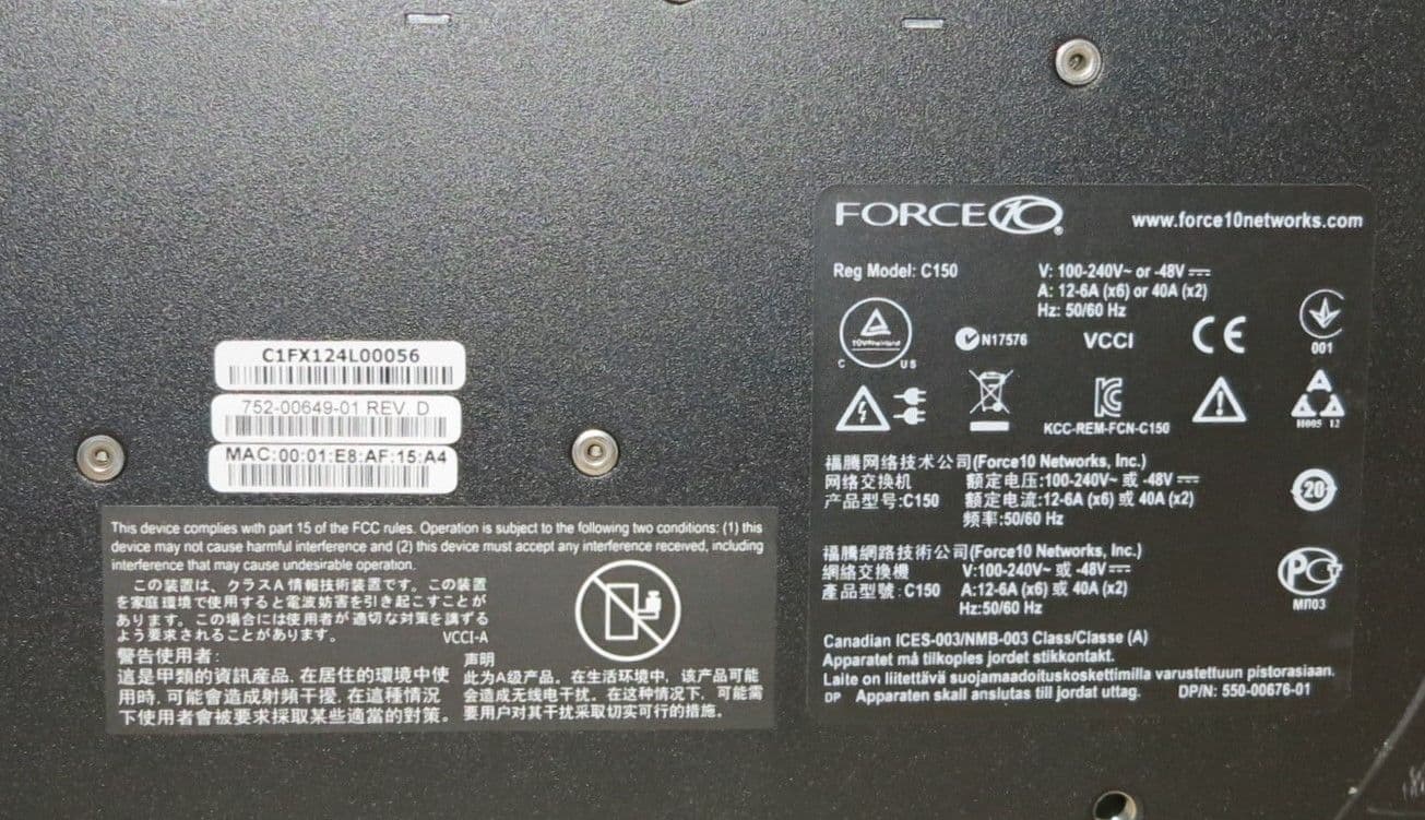 Dell Force10 C150 Switch With LC-CB-10G-1G-36T LC-CB-GE-48T And LC-CB-RPM