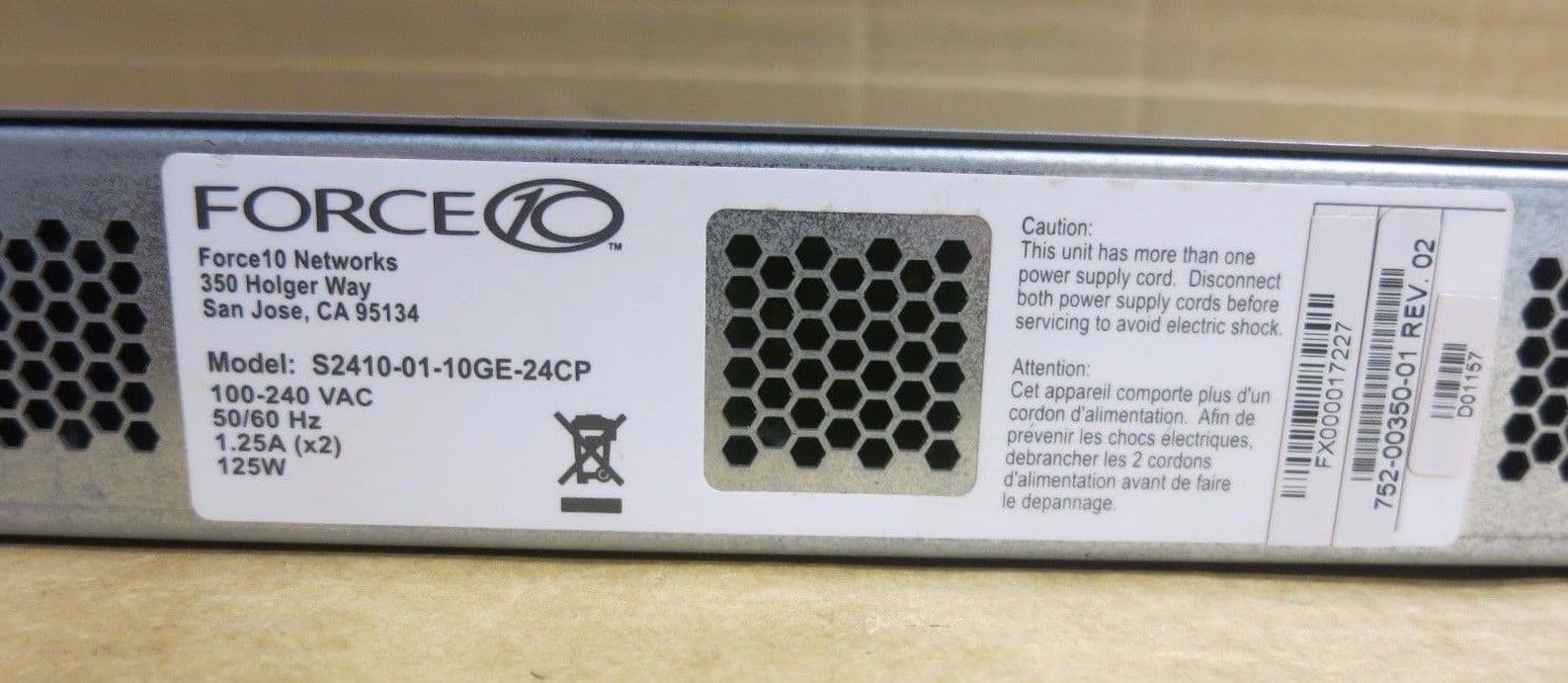 Dell Force10 S2410-01-10GE-24CP 24-Port 10GbE Ethernet Switch 4 x XFP Ports