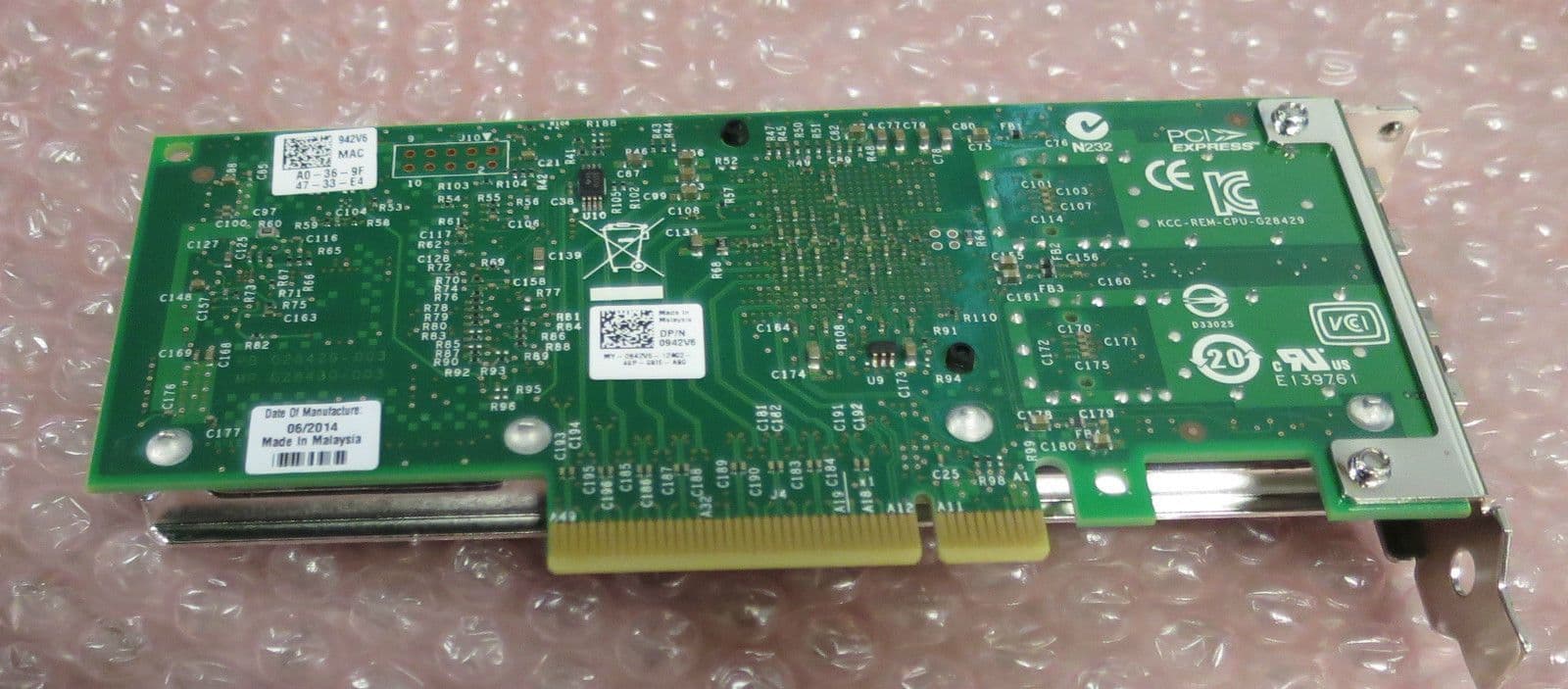 Dell Intel X520-DA2 942V6 / 0942V6 2-Port 10Gbps 10GBase-X PCIe x8 SFP ...