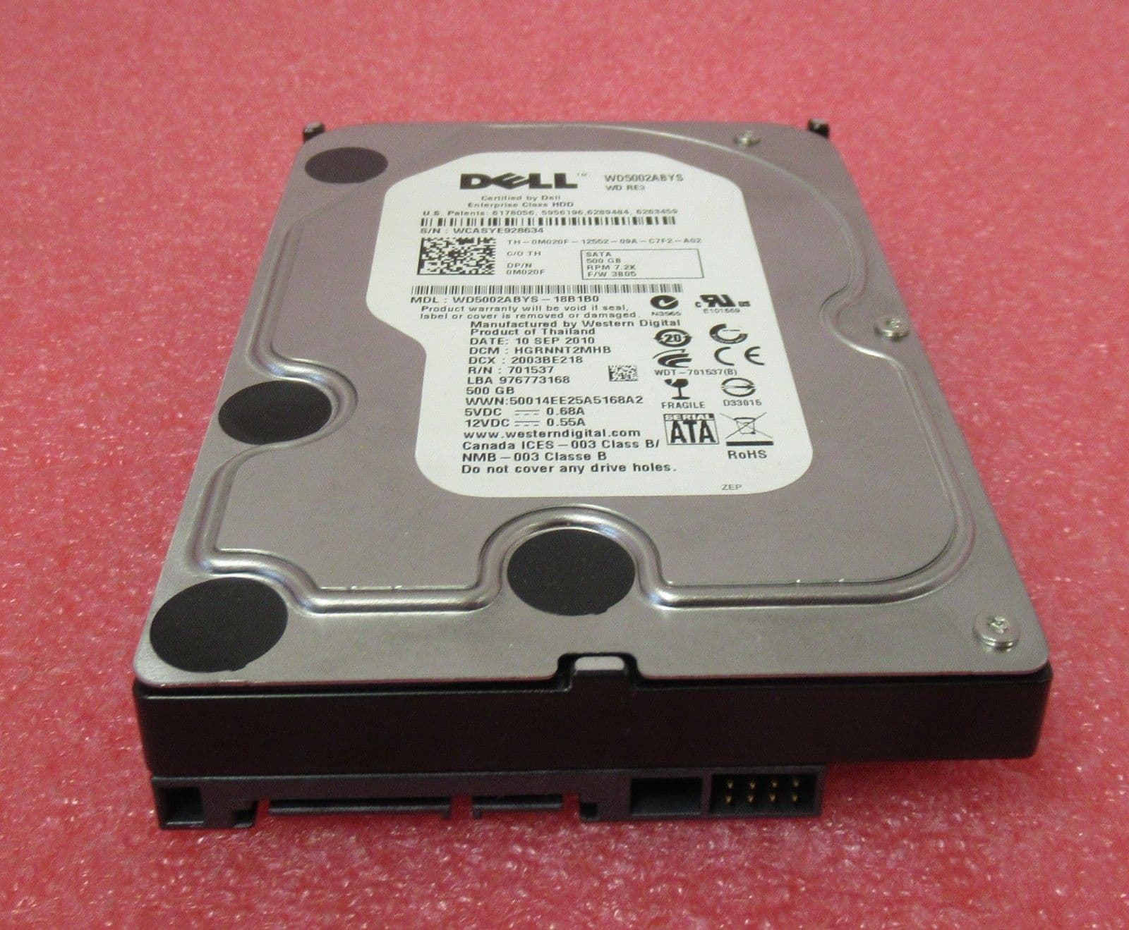 Dell M020F WD5002ABYS 500GB 7200RPM SATA 3Gbps 16MB 3 5" Internal Hard ...