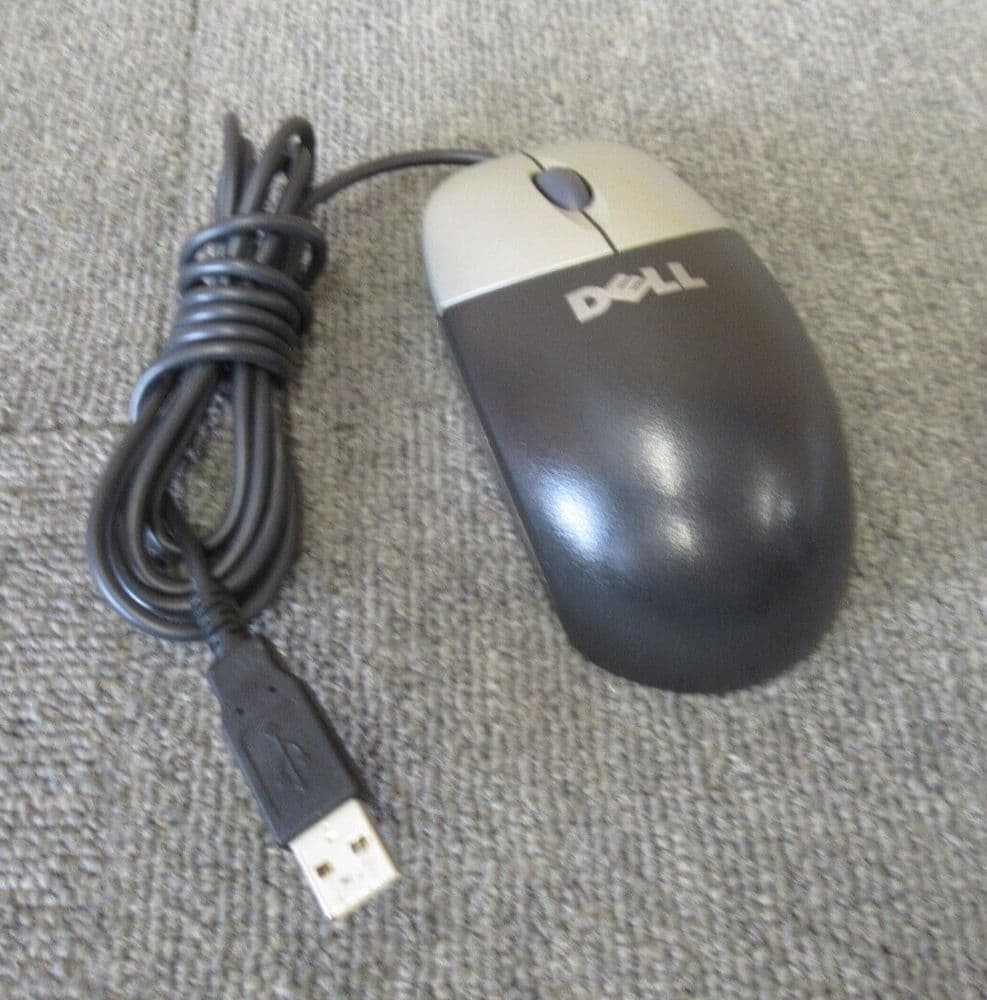 Dell MO56UOA D1161 0D1161 Black And Silver USB Wired 3-Button Optical Mouse