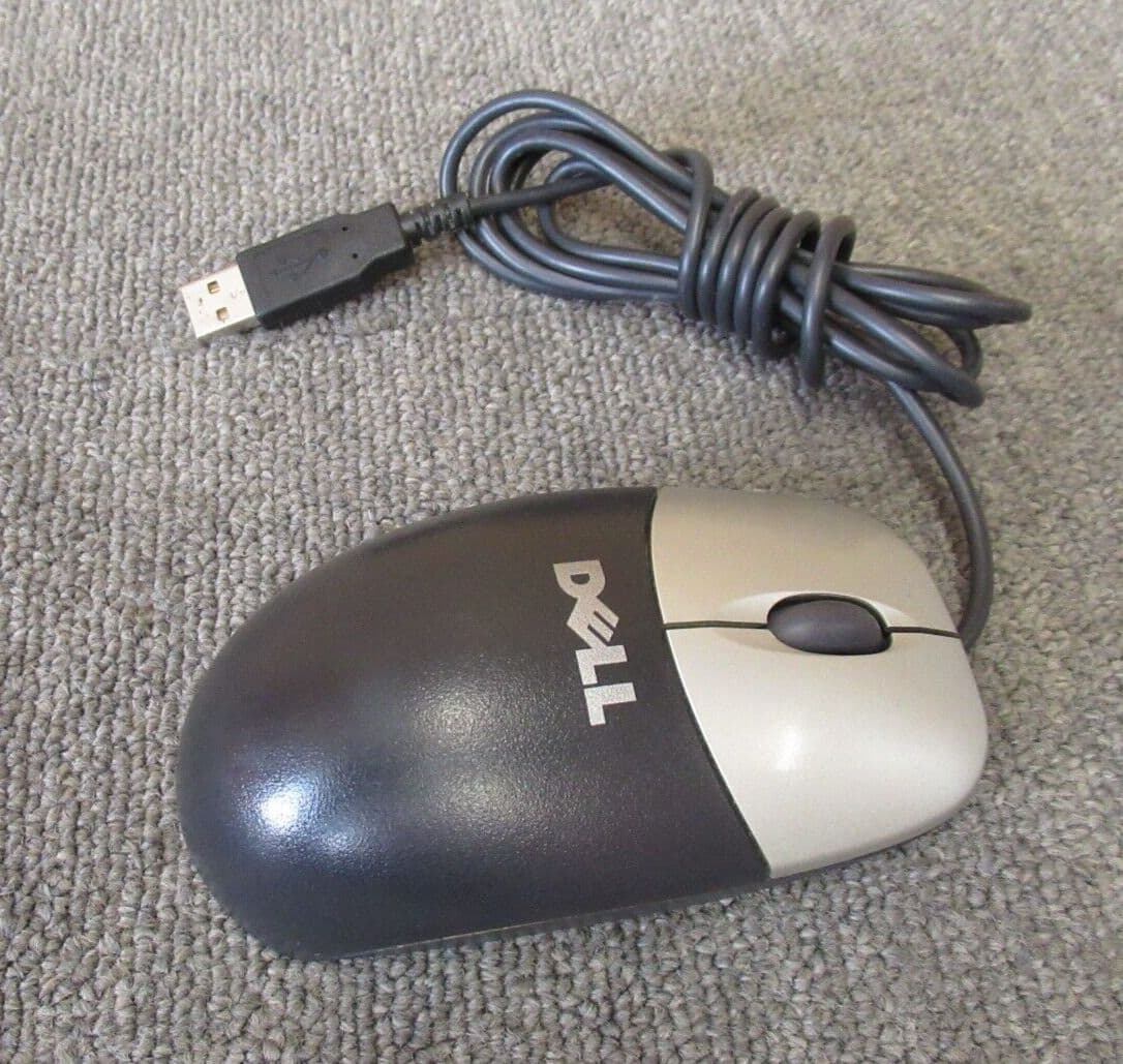 Dell MO56UOA D1161 0D1161 Black And Silver USB Wired 3-Button Optical Mouse
