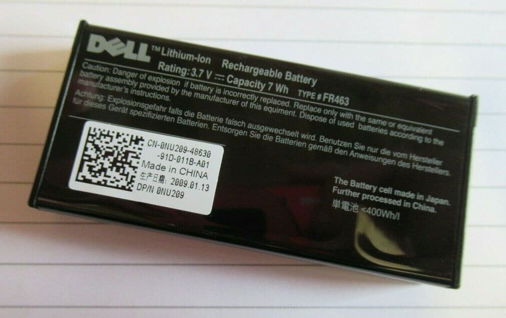 Dell NU209 FR463 PowerEdge Perc 5i 6i Li-ion Rechargeable Battery 3 7V 7WH