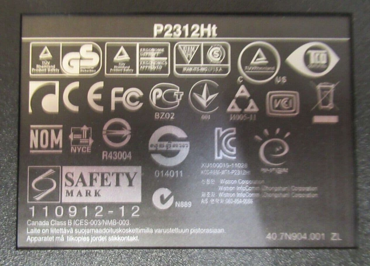 Dell P2312HT D7C74 0D7C74 23" LCD TFT LED Widescreen Flat Panel Monitor ...