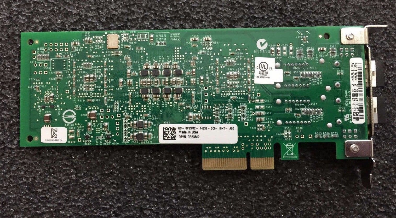 Dell P23M2 Qlogic QLE2462L Low Profile 4Gb Dual Port Fibre Channel PCIe ...