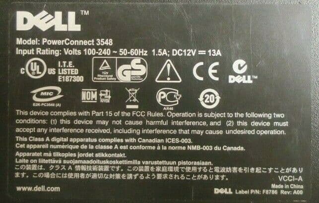 Dell PowerConnect 3548 48-Port 10/100 Ethernet Base-T 1U Network Switch ...