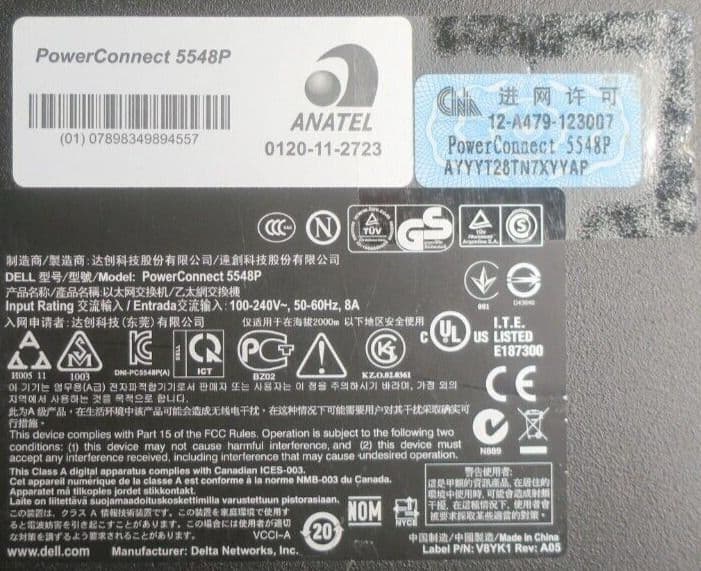 Dell PowerConnect 5548P 48x Gigabit Ethernet PoE 2x SFP Port Managed Switch