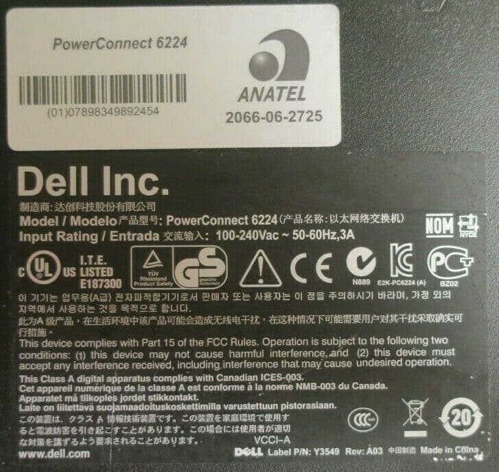 Dell PowerConnect 6224 24x Gigabit Ethernet 4x SFP Switch 2x 10GE SFP ...