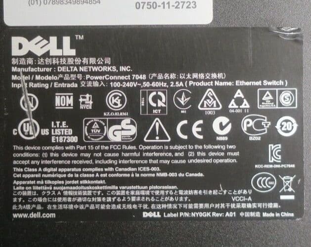 Dell PowerConnect 7048 48x 1GbE RJ45 4x Combo 1GbE RJ45/SFP L3 1U Switch