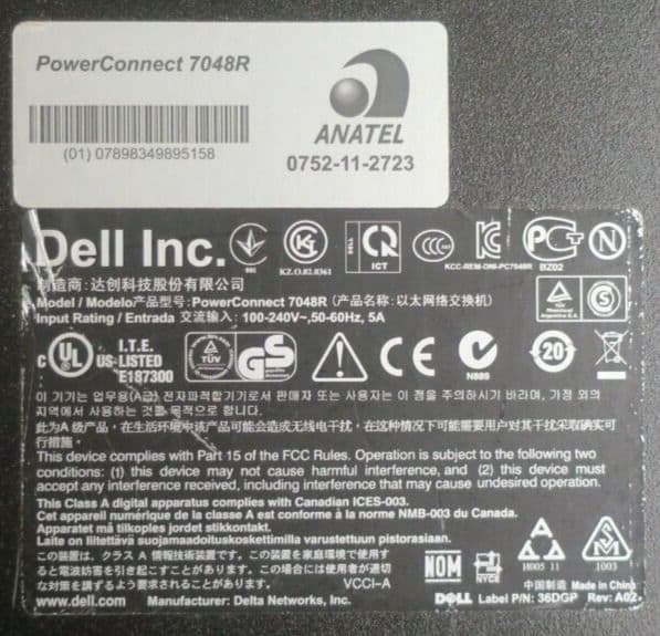 Dell PowerConnect 7048R 48x 1GbE RJ45 4x Combo 1GbE RJ45/SFP 1U Switch