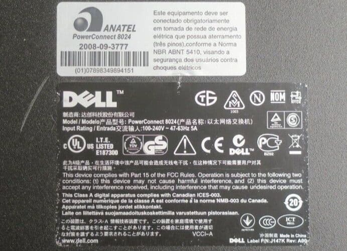 Dell PowerConnect 8024 24x 1/10GbE RJ45 4x Combo 1/10Gb RJ45/SFP 1U Switch