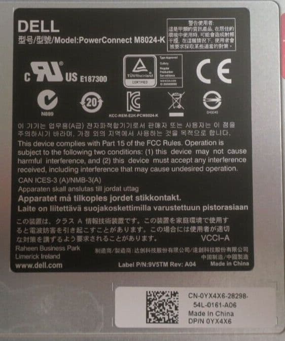 Dell PowerConnect M8024-k 4x 10G SFP 16x 10G Internal Port Blade Switch ...