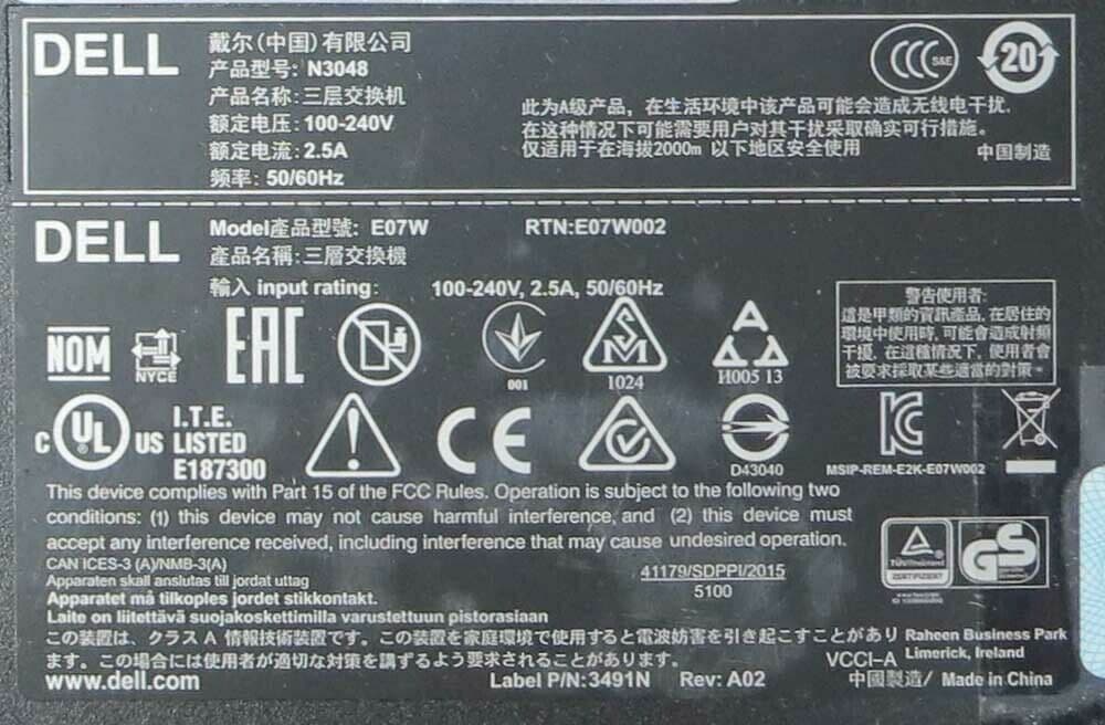 Dell PowerConnect N3048 48-Port 1GbE L3 Managed Network Switch F to R Rails