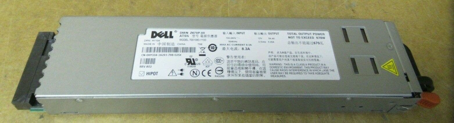 Dell PowerEdge 1950 670W Hot-Plug Redundant Power Supply PSU HY104