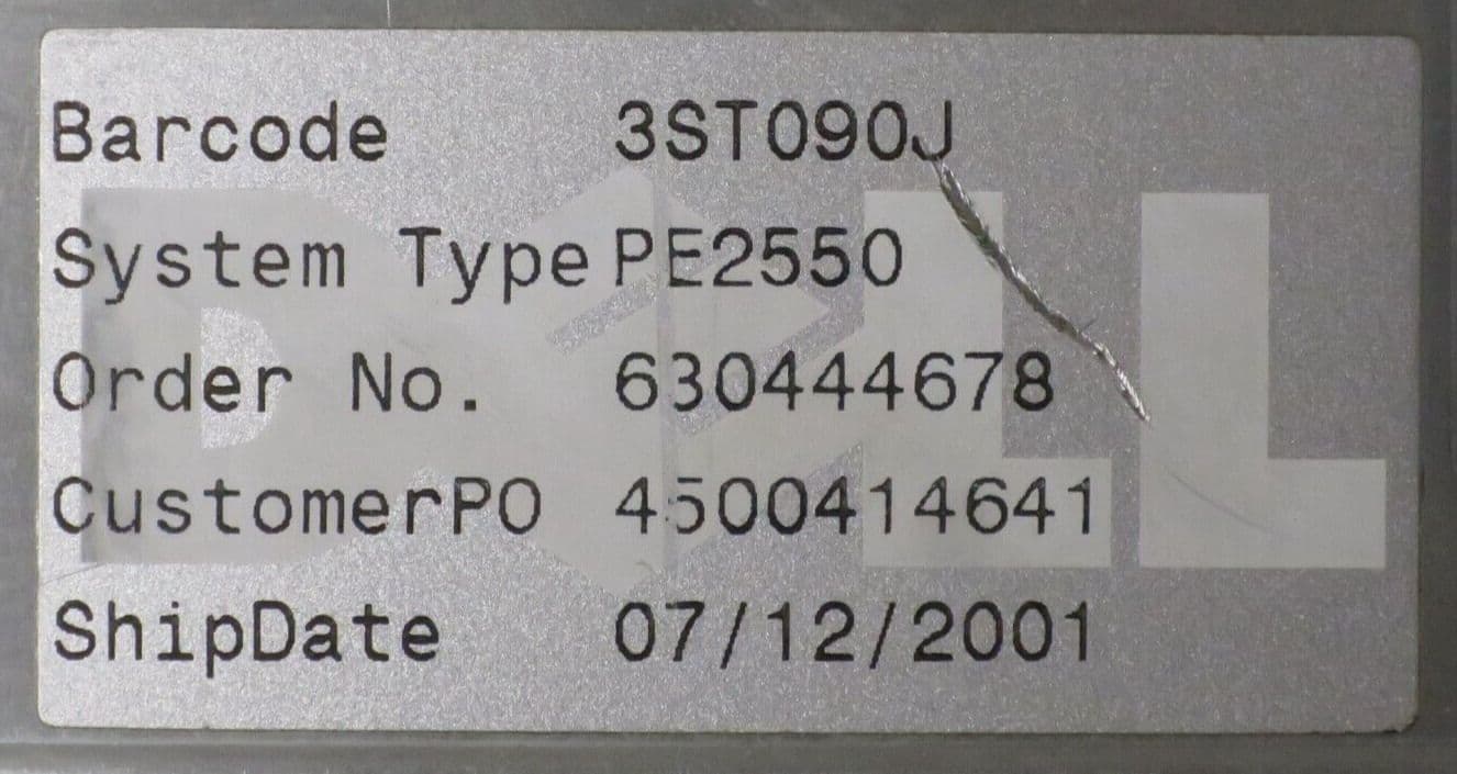 Dell PowerEdge 2550 2x Pentium 3 SL5QJ 1GHz 1GB Ram 4x 18GB HDD RAID 1U ...