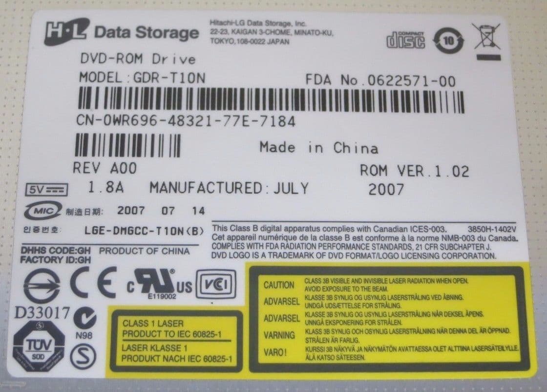 Dell PowerEdge 2950 Server DVD-ROM Drive IDE Slimline WR696 GDR-T10N