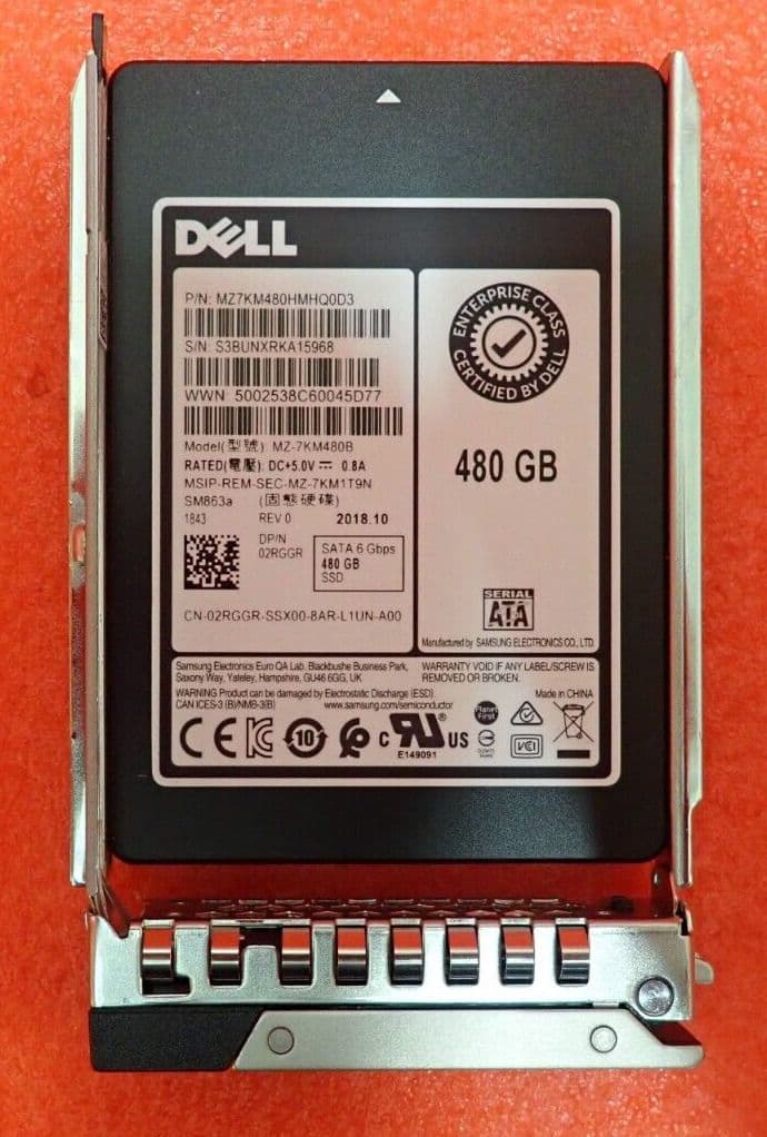 Dell PowerEdge 480GB 2 5" SATA 6Gb/s MLC Mixed Use SSD 2RGGR MZ-7KM480B