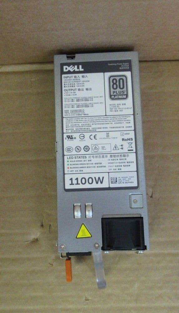 Dell PowerEdge L1100E-S0 Server 1100W Switching Power Supply GYH9V R720 ...