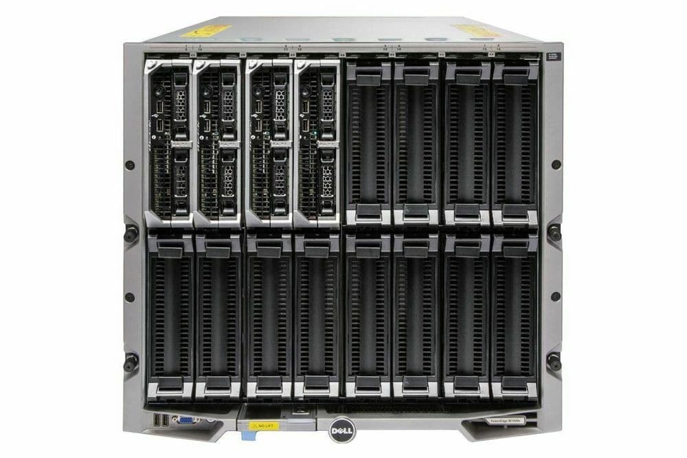 Dell PowerEdge M1000e Blade Chassis 4x M620 2x E5-2630L 16GB Ram 2x HDD ...