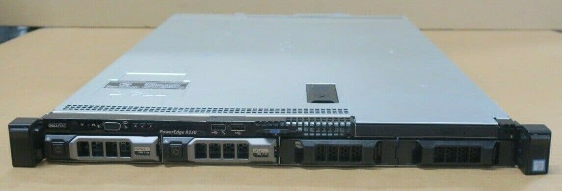 Dell PowerEdge R330 Quad-Core E5-1220v6 32GB RAM 2x 1TB HDD 4-Bay 1U Server