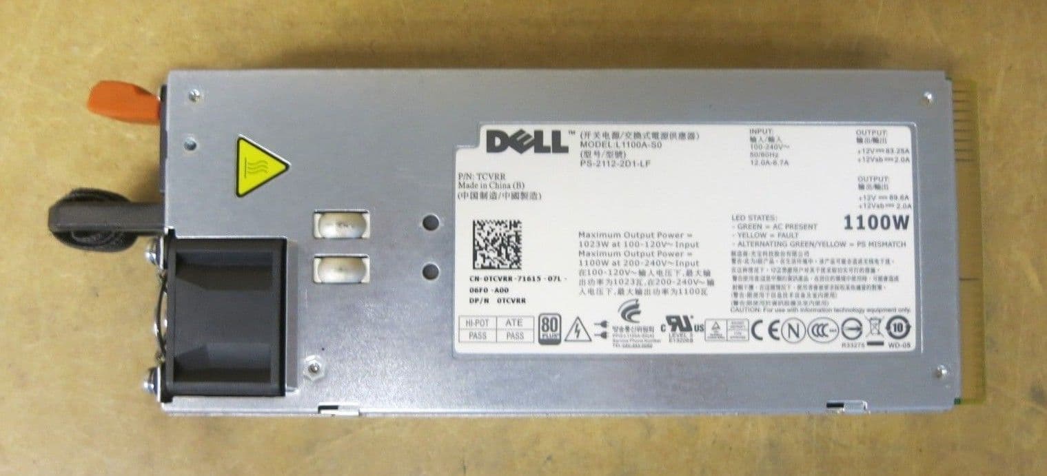 Dell PowerEdge R510 R810 R910 T710 Redundant Power Supply 1100W TCVRR ...