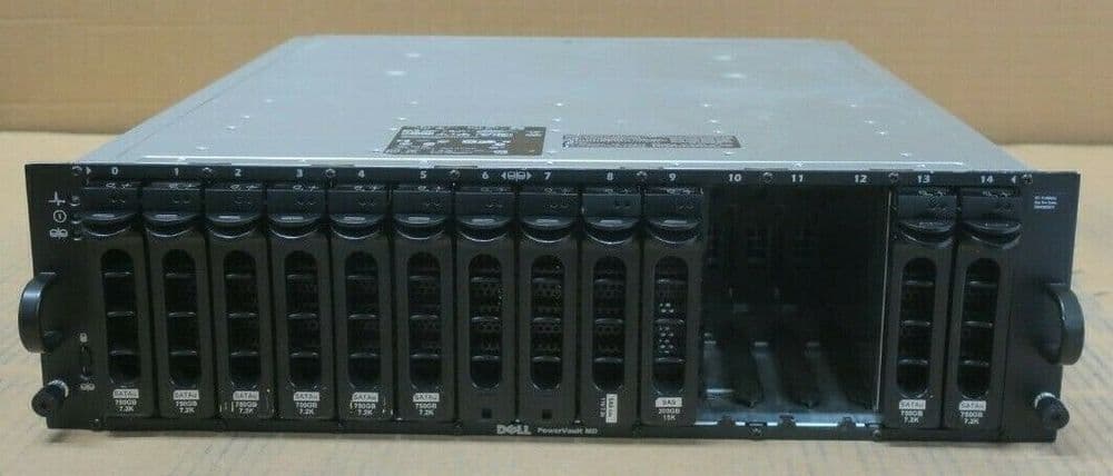 Dell PowerVault MD1000 Storage Array 15x 3 5" Bays 6 7TB Storage 2x EMM ...