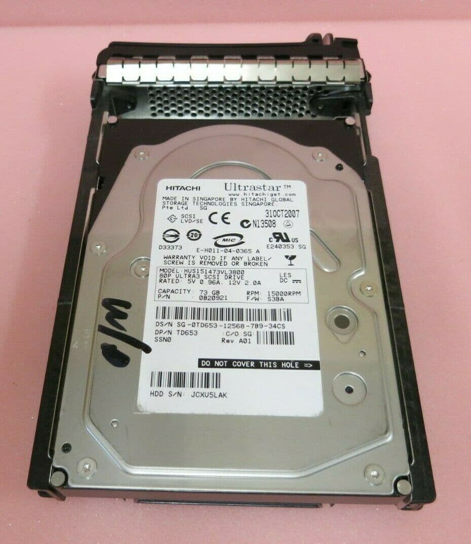 Dell TD653 HUS151473VL3800 0B20921 73GB 15k 15000RPM U320 SCSI 3 5" HDD