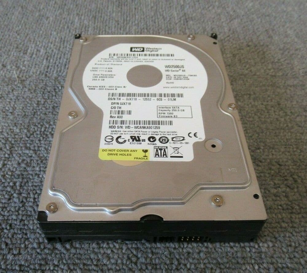 Dell Western Digital WD2500JS-75NCB3 250GB 7200RPM SATA 8MB 3 5" JX728