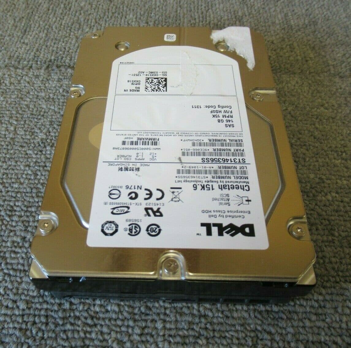 Dell XX518 ST3146356SS Cheetah 15K 6 146GB 15000RPM SAS 3Gbps 16MB 3 5" HDD