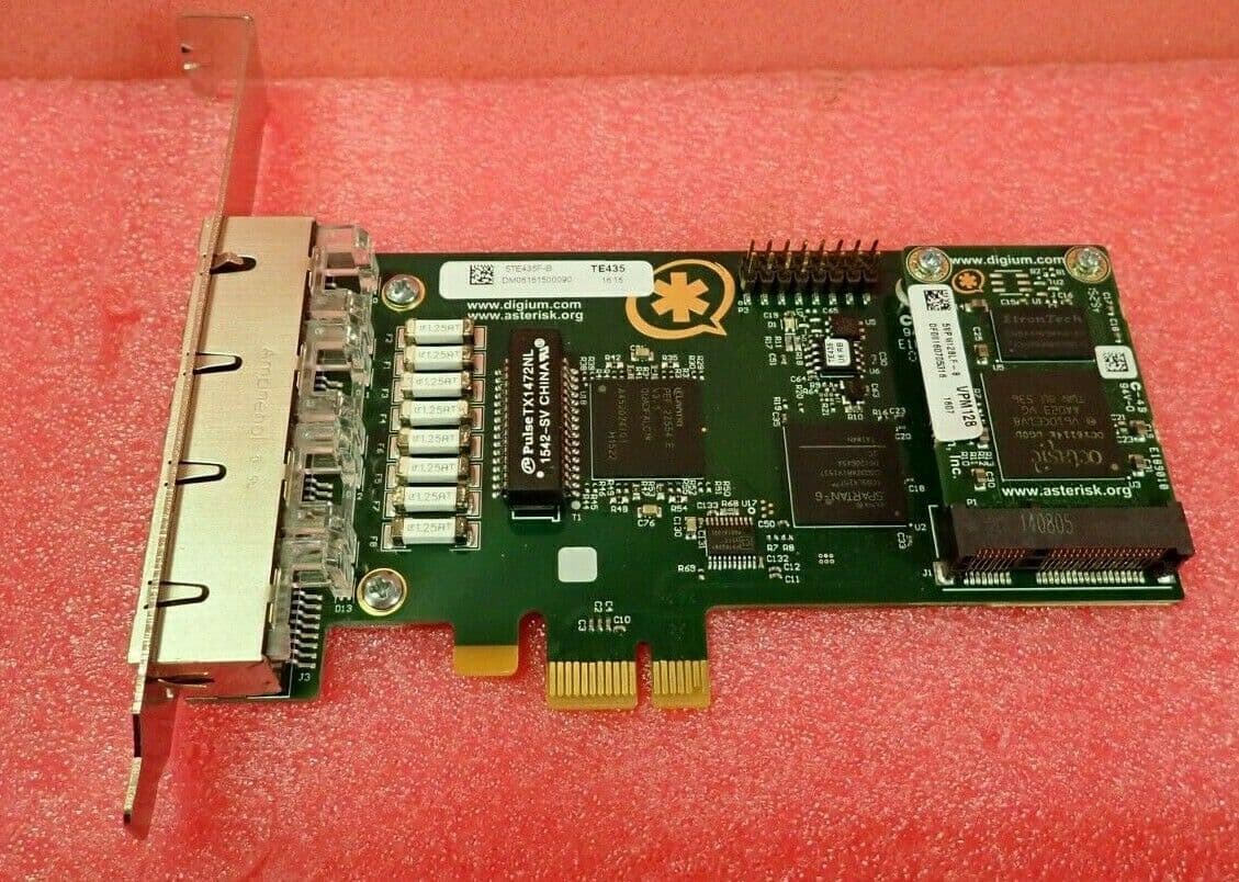 Digium TE435 Quad Span Digital T1/E1/J1 PCI-E Card VPM128 Echo Cancellation