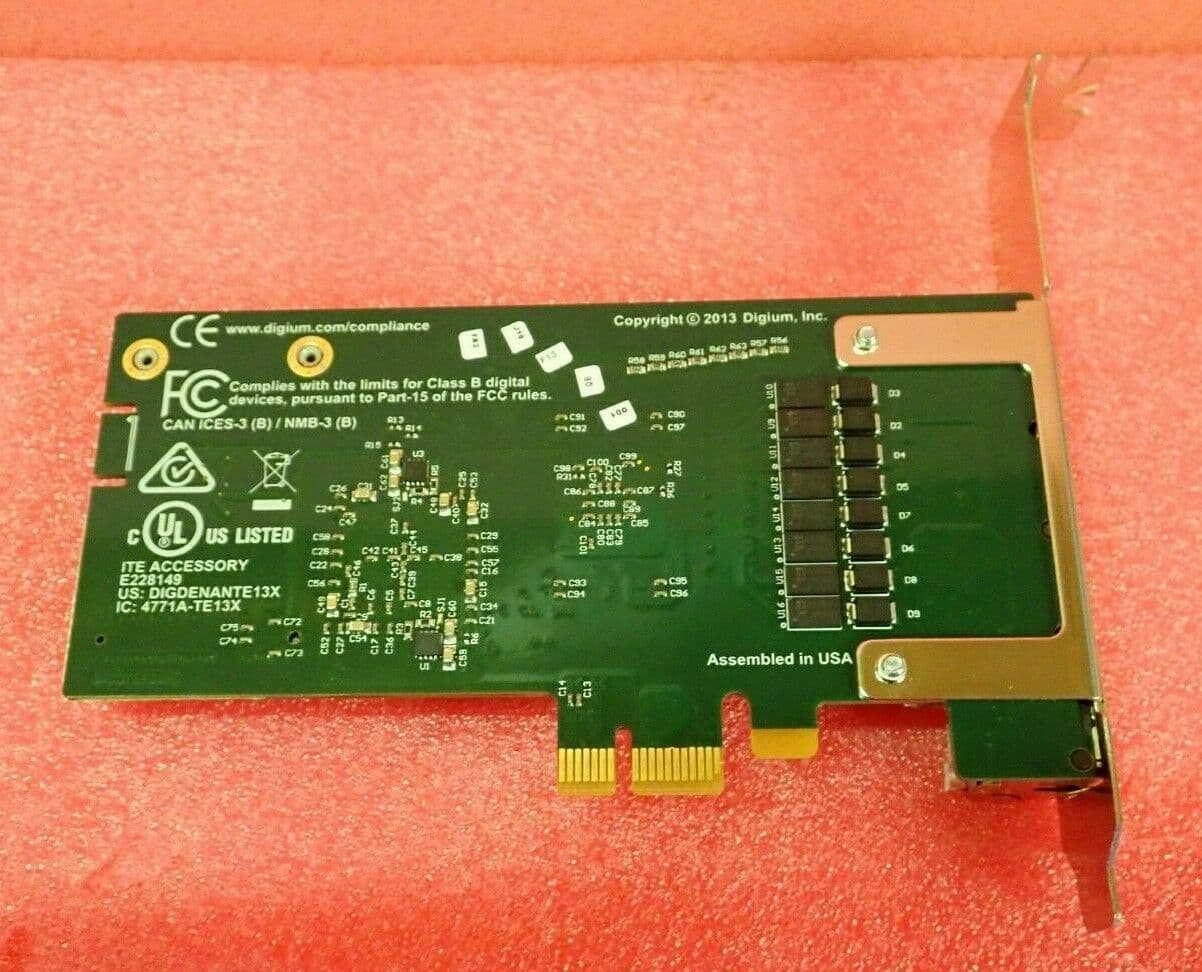 Digium TE435 Quad Span Digital T1/E1/J1 PCI-E Card VPM128 Echo Cancellation