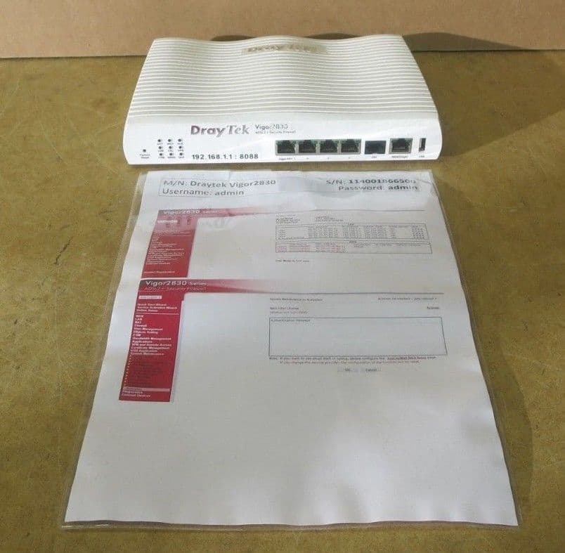 DrayTek Vigor 2832 ADSL Wired Desktop 1U Router Firewall 4-Port Switch ...
