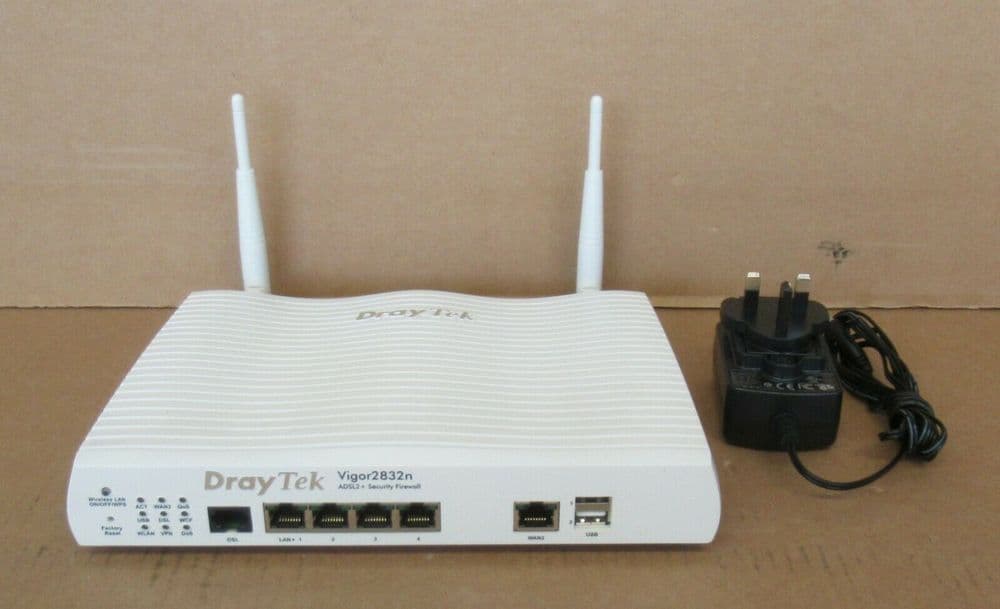 DrayTek Vigor 2832n ADSL Wired Desktop 1U Router Firewall 4-Port Switch ...