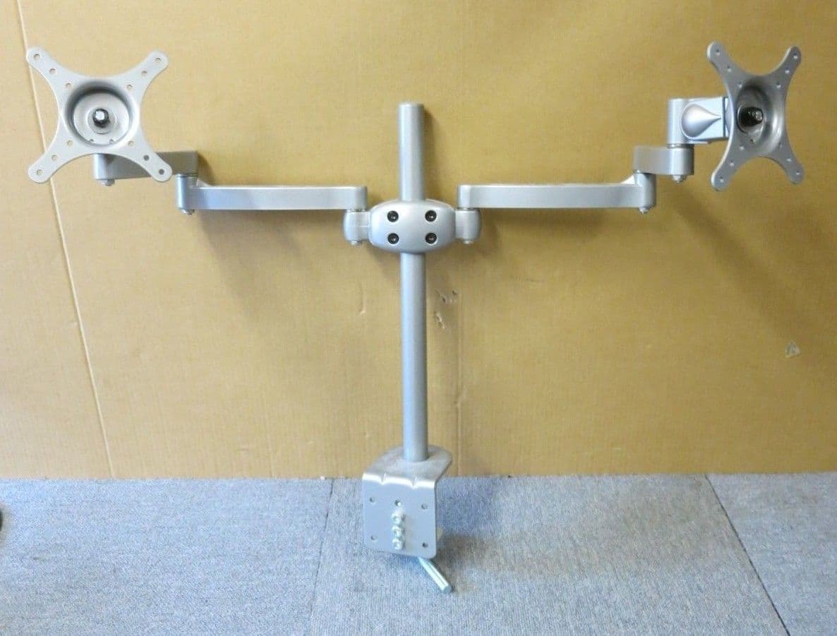 Dual LCD TFT 2 Monitor Swivel Arm Desk Mount Stand VESA with Clamp Base