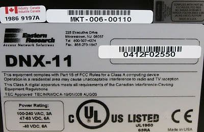 Eastern Research Access Concentrator DNX-11 MKT-006-00110 10 Various ...