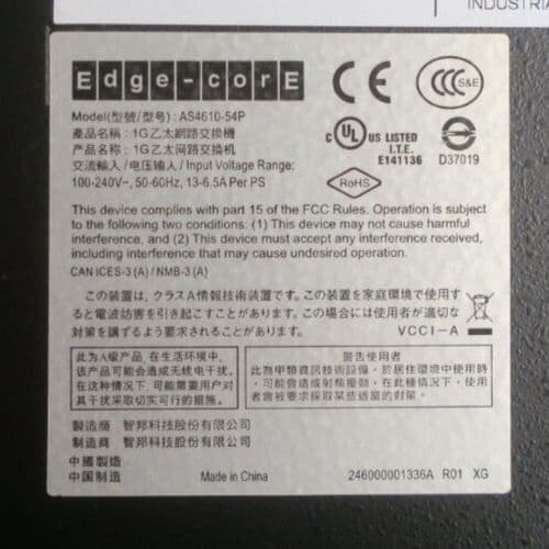 Edge-Core AS4610-54P 48x 1GE PoE RJ45 4x 10GE SFP 2x 20G QSFP ONIE ...