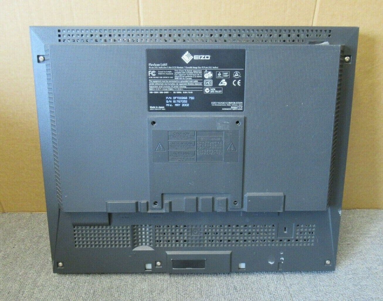 Eizo FlexScan L685 0FTD0268 18 1" LCD TFT Monitor Black DVI USB Type A ...