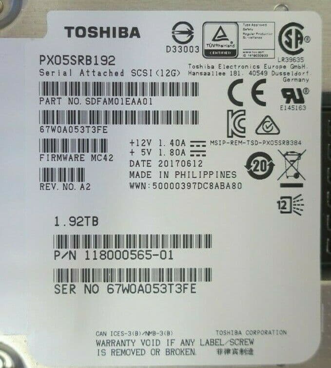 EMC 1 92TB 2 5" SAS 6/12Gb Flash Solid State Drive SSD - 005052383 ...