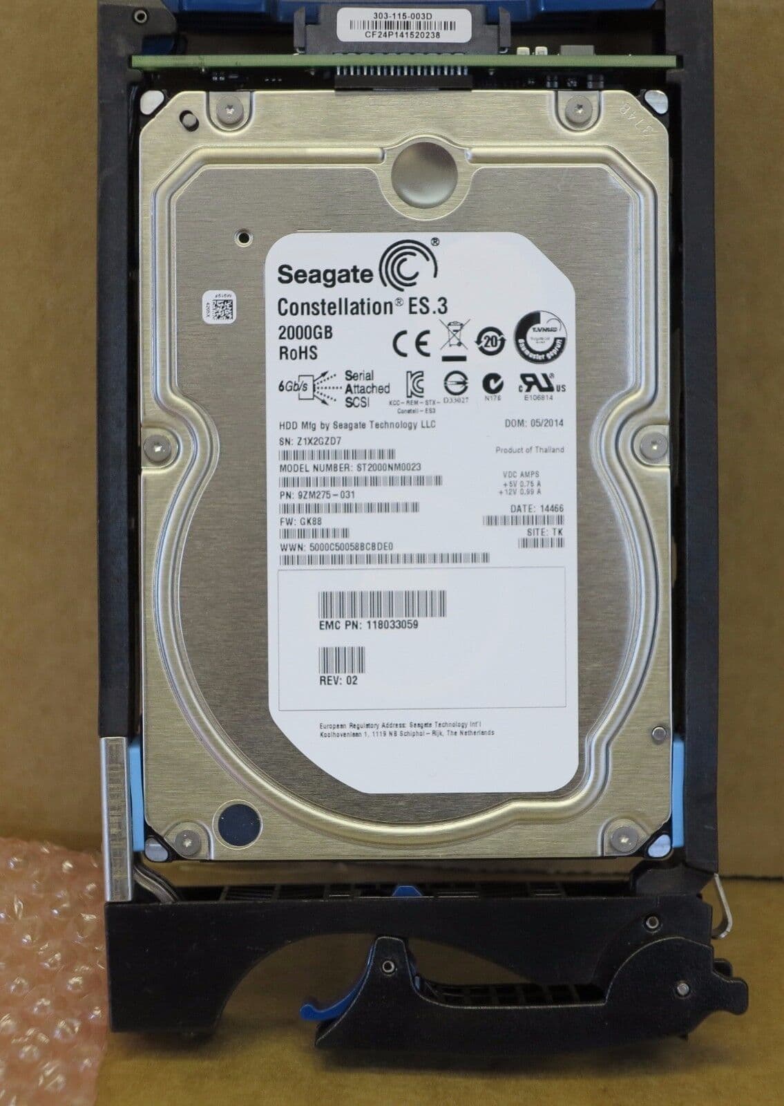 EMC 2TB 6G 7 2K 3 5 SAS HDD 005050140 V4-VS07-020 For EMC VNX 5100 5300 ...
