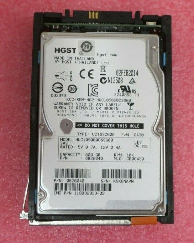 EMC 600GB 10K 6G SFF SAS 2 5" Hot-Plug Hard Drive HDD 005049804 V6-2S10-600