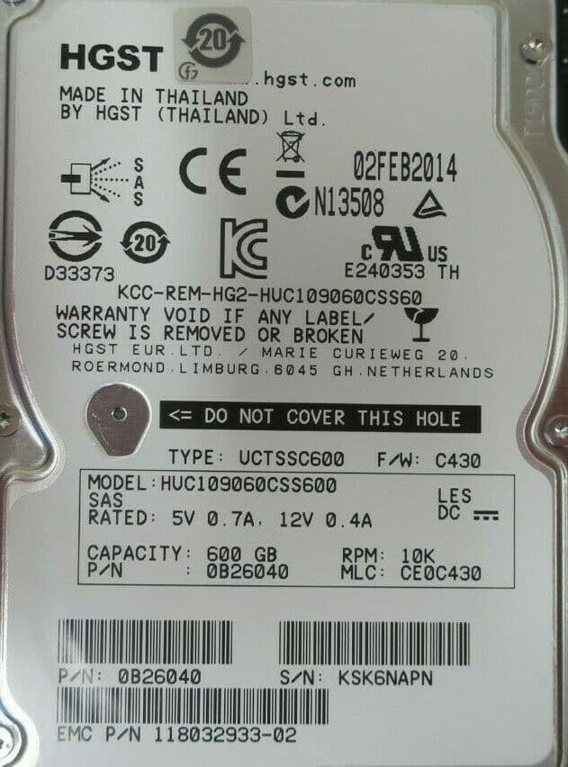 EMC 600GB 10K 6G SFF SAS 2 5" Hot-Plug Hard Drive HDD 005049804 V6-2S10-600