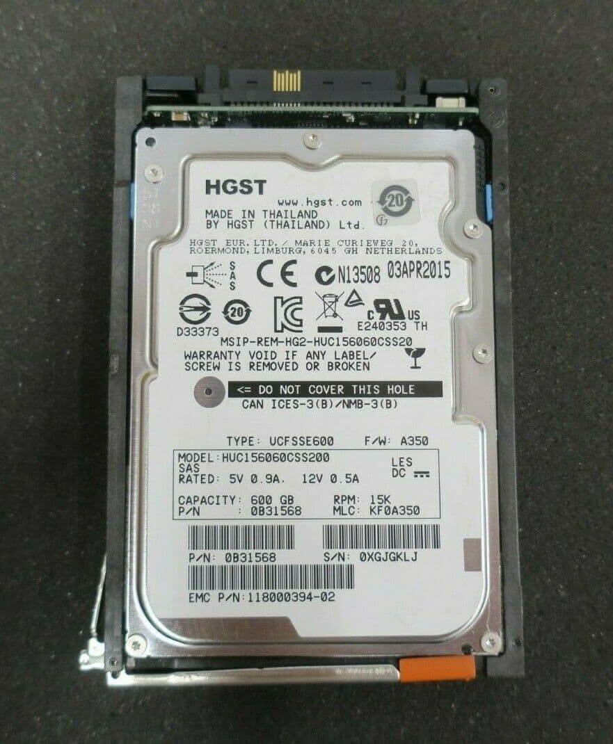 EMC 600GB 15K SAS 2 5" 6GB Hard Drive 005050935 V4-2S15-600 V6-2S15-600 ...