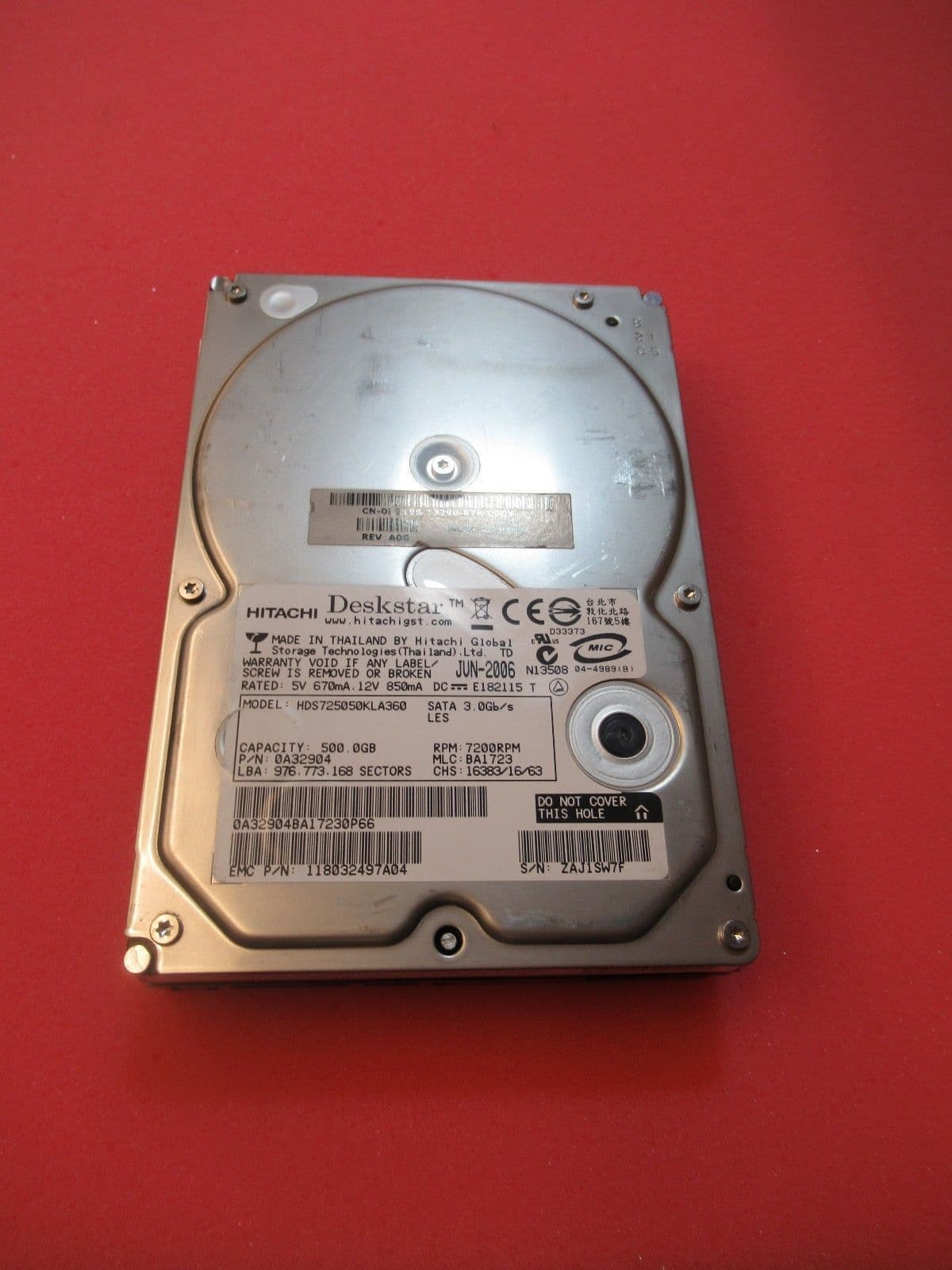 EMC AX150 500GB 7 2k 3 5" SATA AX-SA07-500 005048607 PG198 Hard Drive ...