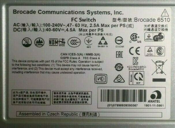 EMC Brocade 6510 DS-6510B 48-Port 16Gb FC Switch EM-6510-24-8G-R 24 ...