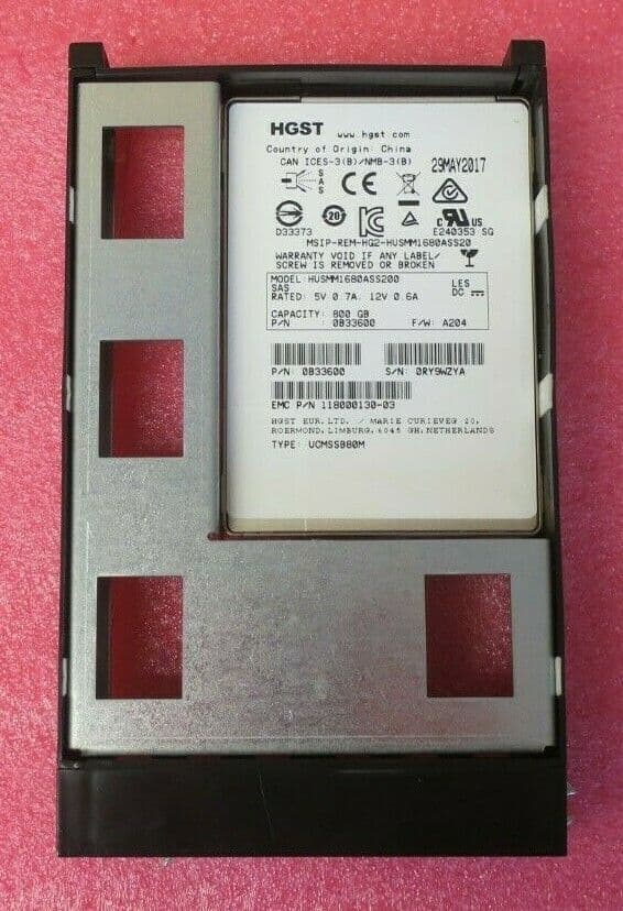 EMC Isilon HGST 800GB 2 5" SAS SSD Solid State Drive In 3 5" Caddy 403 ...